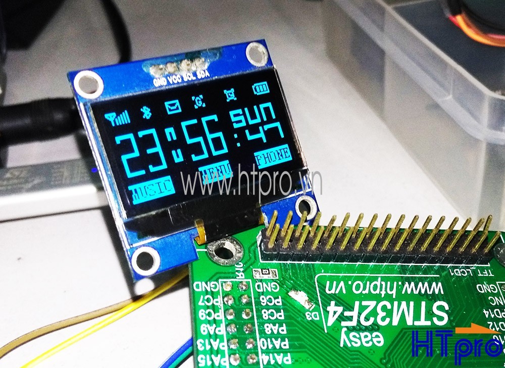 1.3 inch 128x64 OLED, IC SH1106, giao tiếp I2C