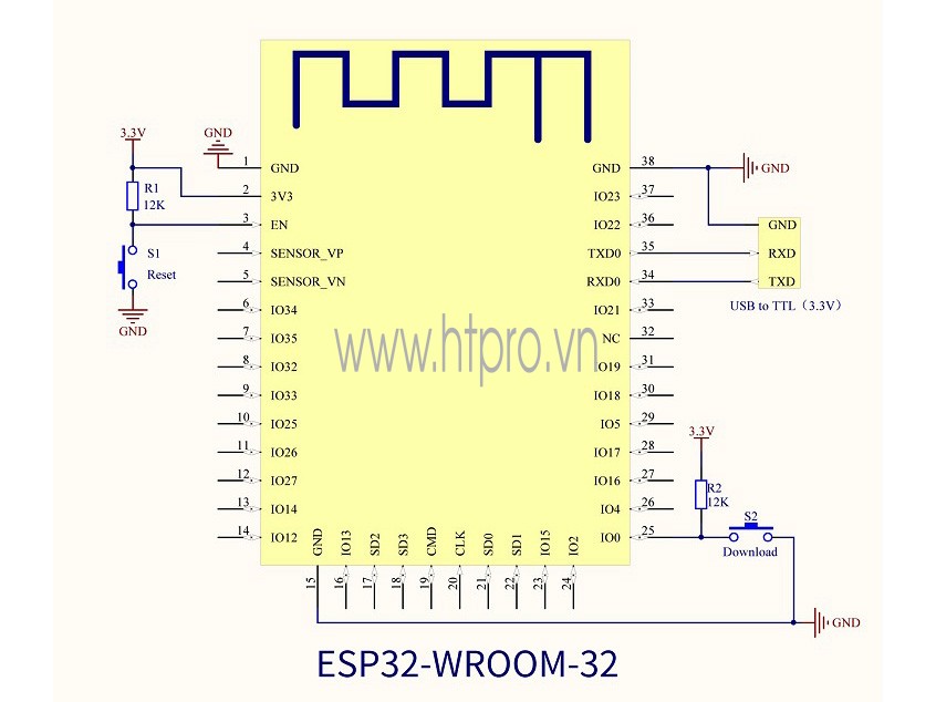 ESP32 ESP-WROOM-32 WiFi Bluetooth 4.2 CPU